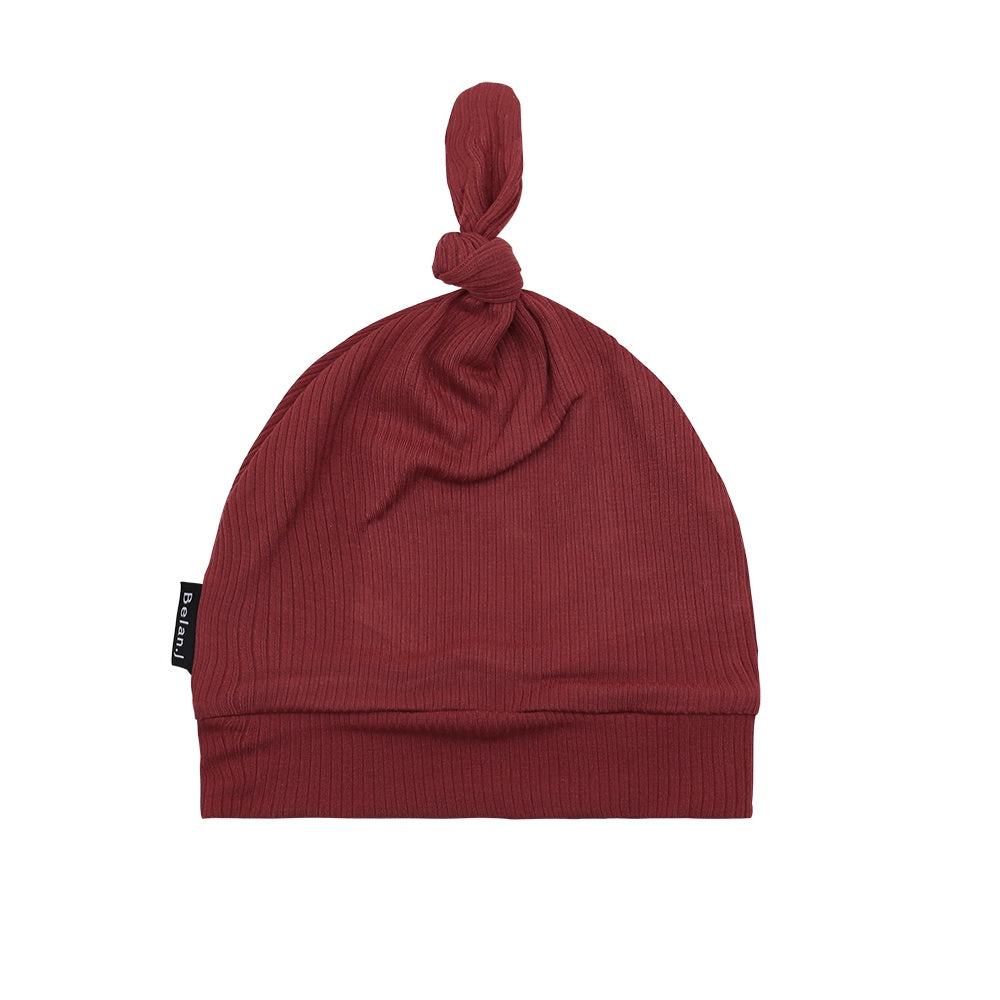 Ribbed Bamboo Knotted Hat - Burgundy – Belan.J