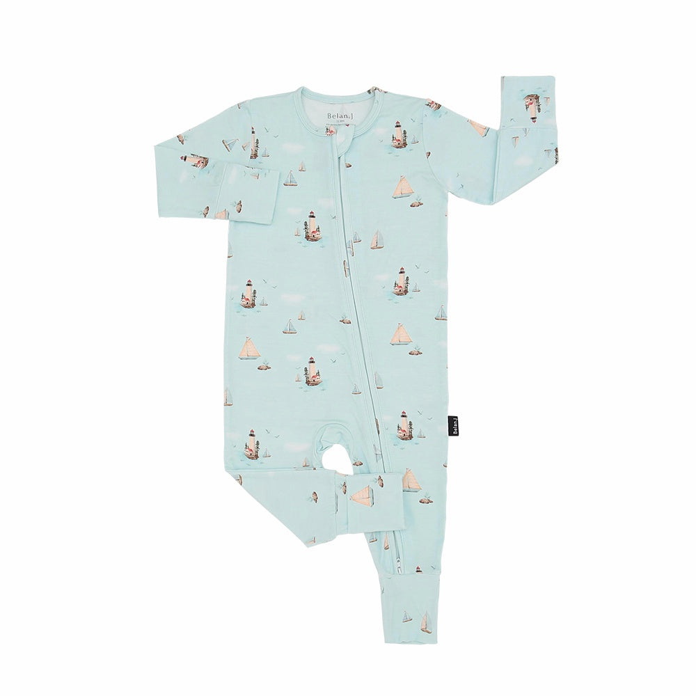 Footless Sleeper with Fold-Over Cuffs - Lighthouse – Belan.J