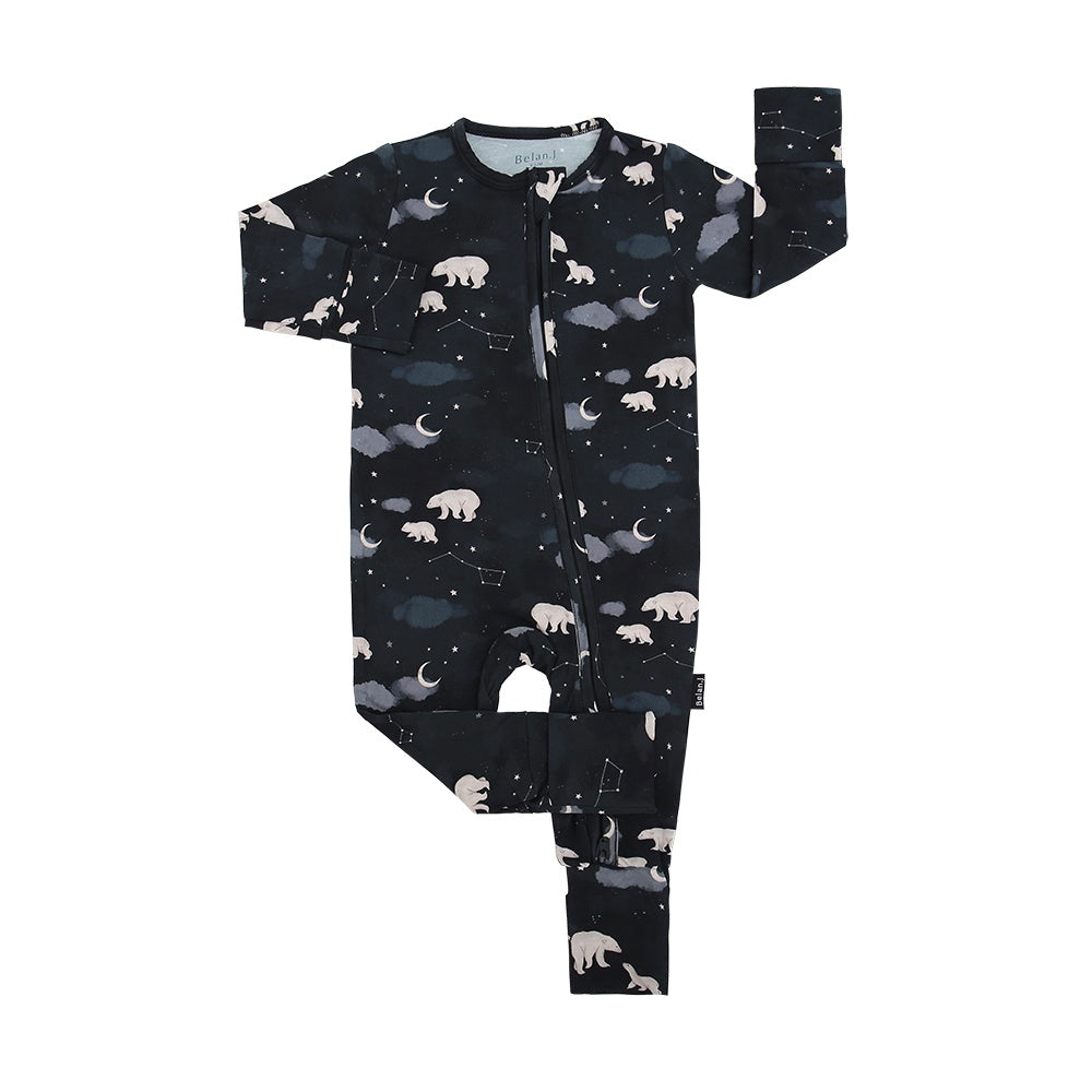 Footless Sleeper with Fold-over Cuffs - Polar Bears – Belan.J