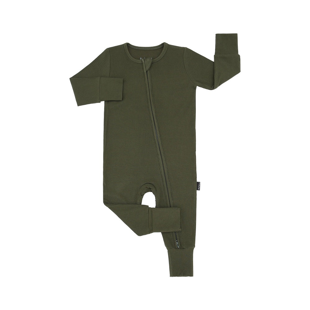 Ribbed Bamboo Footless Sleeper with Fold-Over Cuffs - Forest Green ...