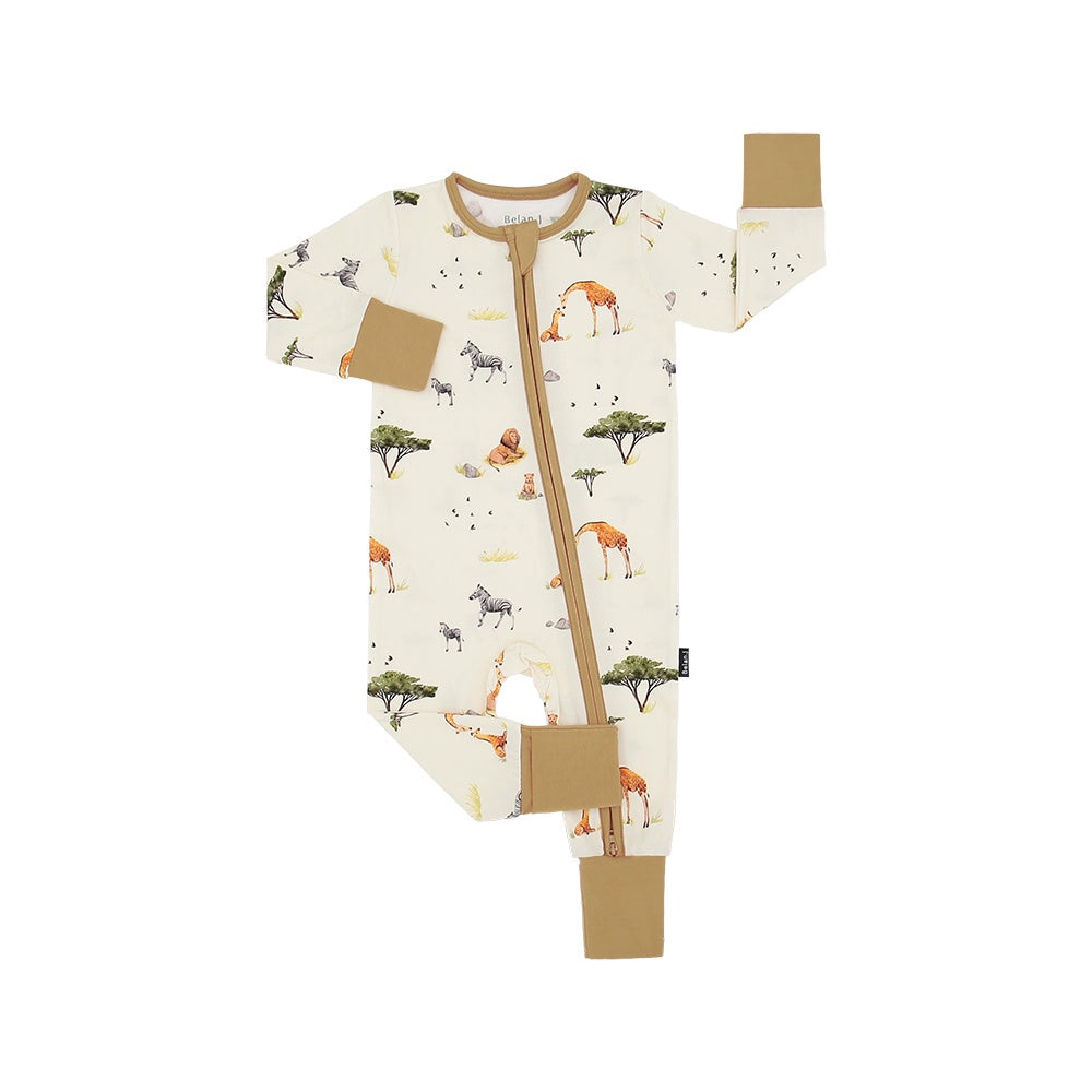 Footless Sleeper with Fold-Over Cuffs - Safari – Belan.J