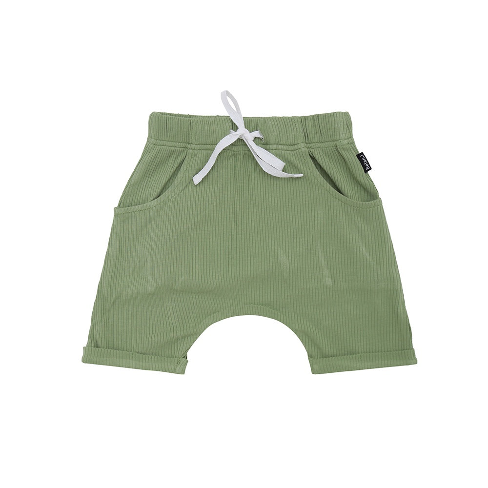 Belan.J Ribbed Bamboo Harem Shorts - Clover
