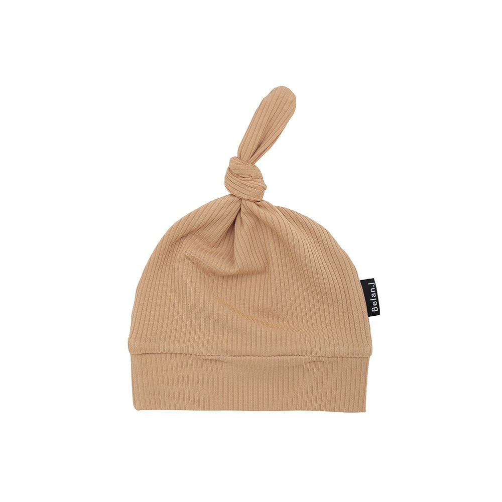 Belan.J Ribbed Bamboo Knotted Hat - Amber